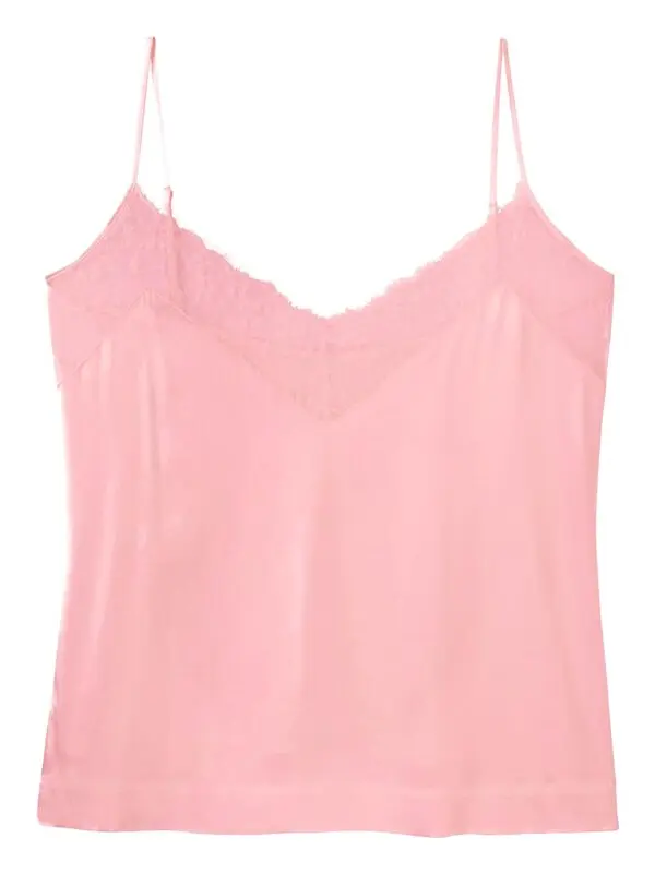 MAMU DREAM Satin Lace-trim Camisole - Pink