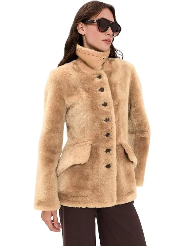 BY MALENE BIRGER Adeline Shearling Jacket - Toffee