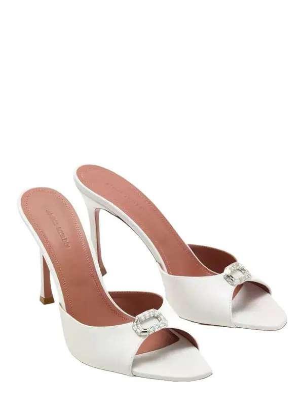 Amina Muaddi Mini Camelia Crystal-buckle Mules - White