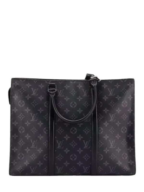 LOUIS VUITTON Sac Plat Zipper Monogram Eclipse Canvas Horizontal Tote Bag - Black