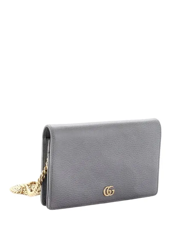Gucci Petite Gg Marmont Chain Wallet Leather Mini Crossbody Bag - Grey