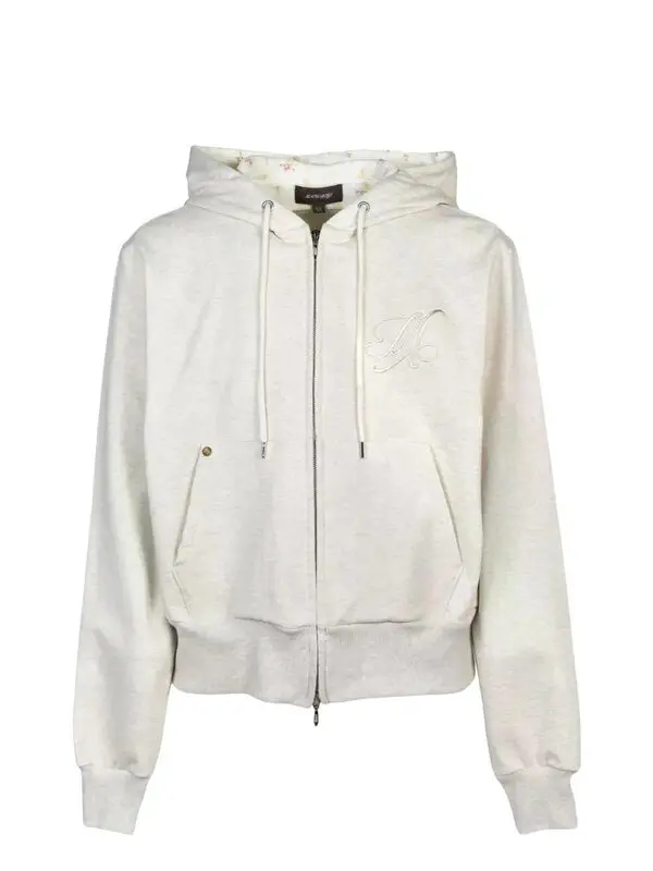 MASU Floral-print Zip-up Hoodie - Neutrals