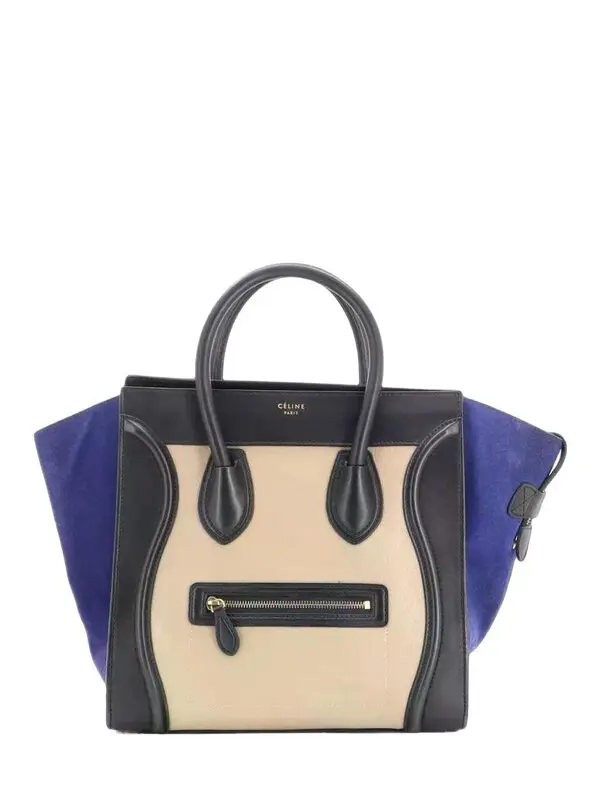 Celine Tricolor Luggage Bag Leather Mini Tote Bag - Black