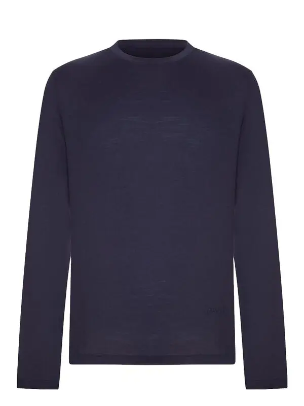 Herno Crew Neck Long Sleeved Sweater With Tone-on-tone Logo - Blue