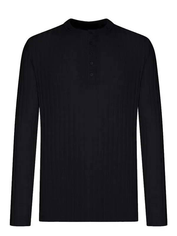 Amiri Henley Long-sleeved Ribbed Knit Sweater - Black