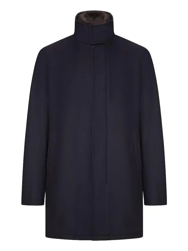 Herno Coat With High Collar And Contrasting Interior - Blue