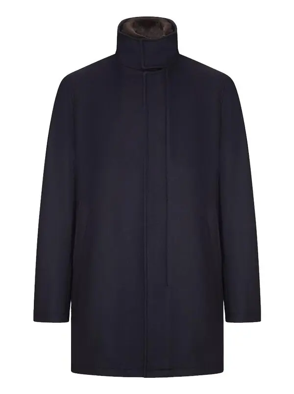 Herno Coat With High Collar And Contrasting Interior - Blue