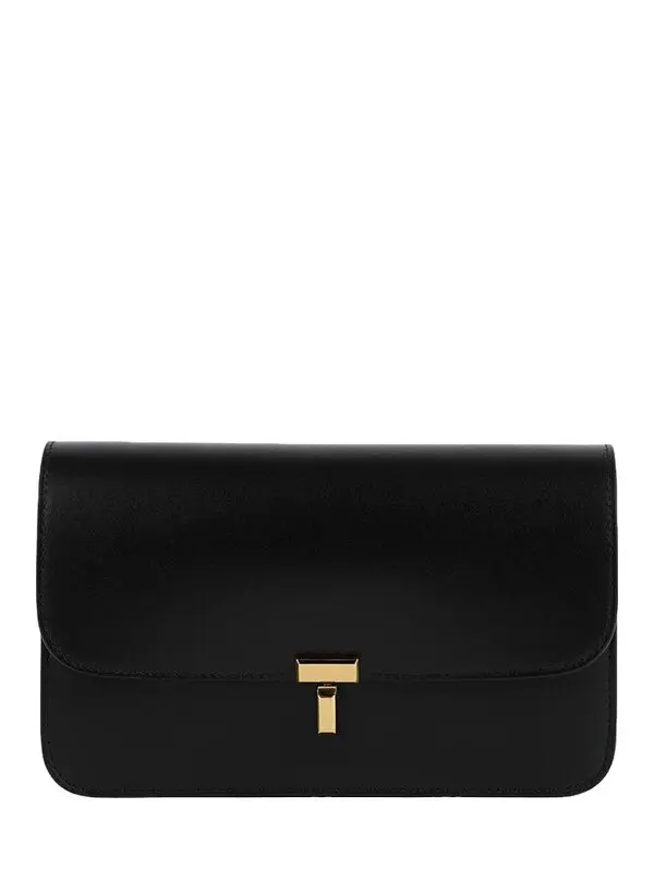 TOTEME Leather Crossbody Bag With T-lock Closure - Black