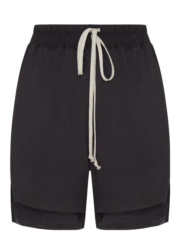 Rick Owens Tower Shorts In Wool And Silk Jersey - Black