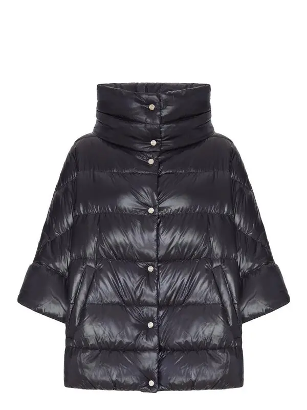 Herno Ultralight Nylon Cape With High Neck - Black