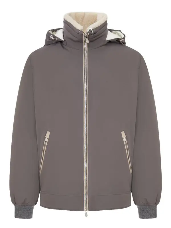 Brunello Cucinelli Padded Jacket With Shearling - Multicolor