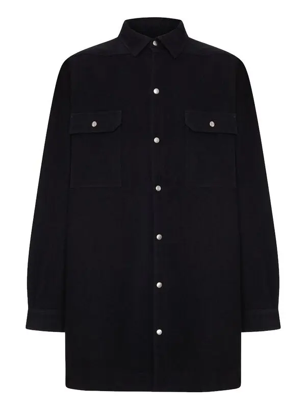 Rick Owens Wool Overshirt With Snap Buttons - Black