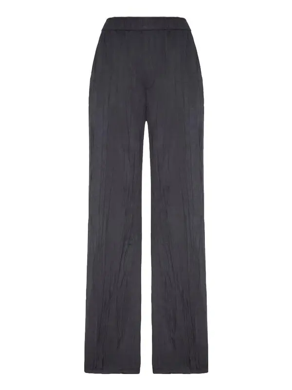 COURREGES Wide-leg Crushed Satin Trousers - Black