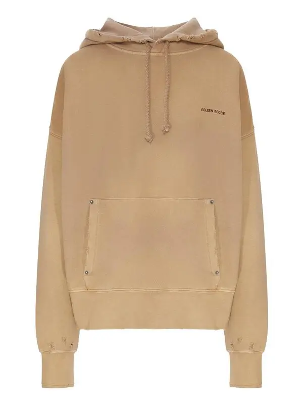 GOLDEN GOOSE Hoodie With Destroyed Trim - Cream