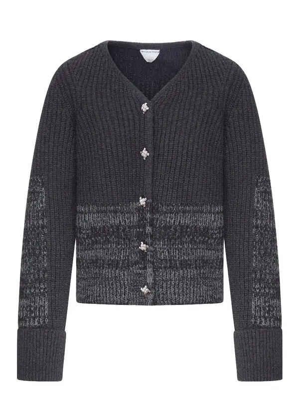 Bottega Veneta Knit Cardigan With Jewel Buttons - Gray