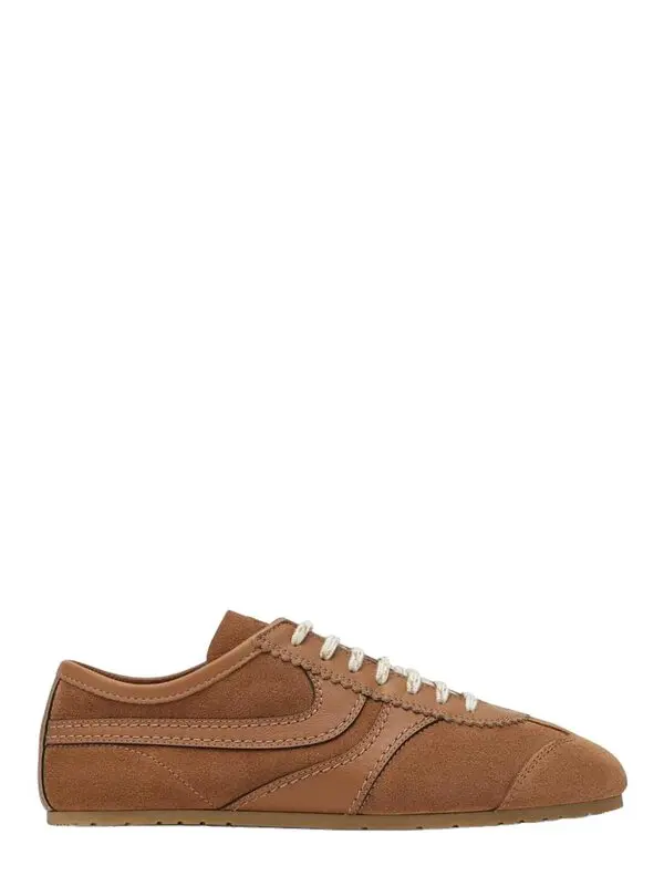 Dries Van Noten Suede And Smooth Leather Sneakers - Tan