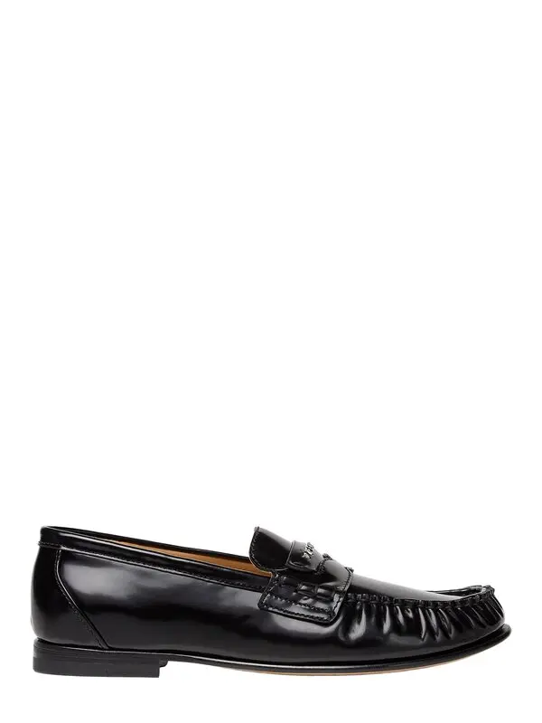 Fendi Scrunch Loafers In Leather - Black