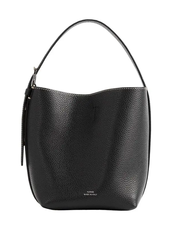 TOTEME Small Belted Tote Bag In Grained Leather - Black