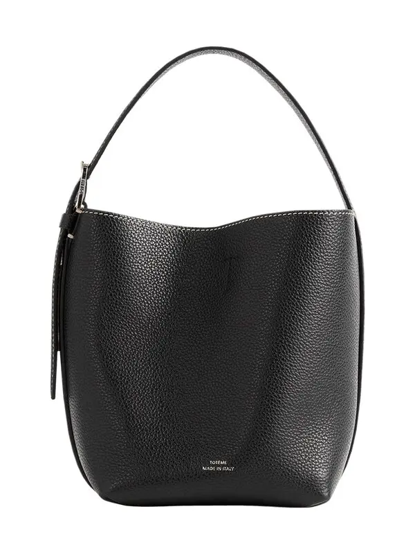 TOTEME Small Belted Tote Bag In Grained Leather - Black