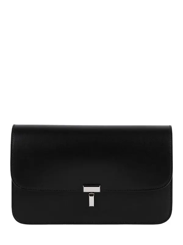 TOTEME Leather Clutch Bag With T-lock Closure - Black