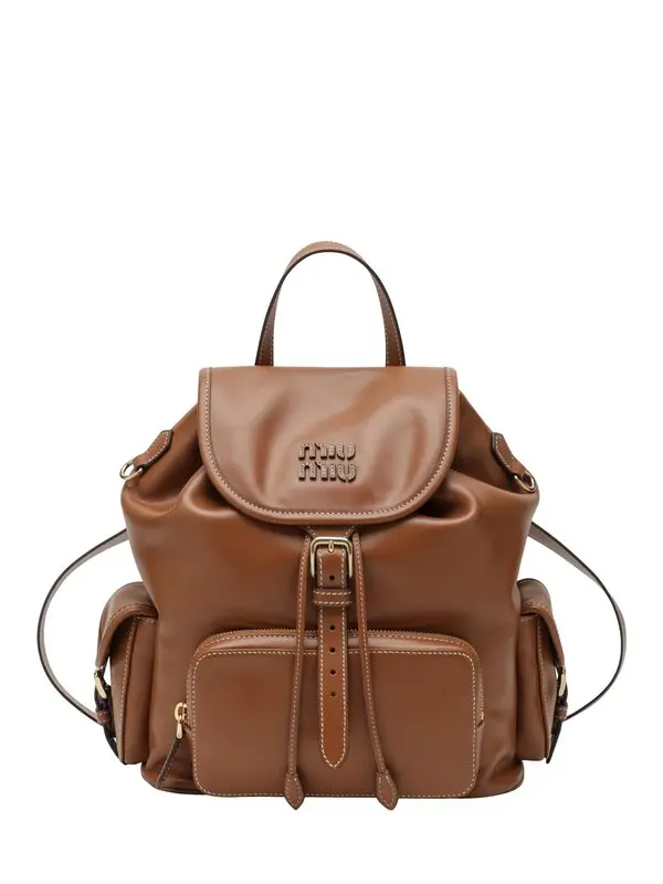 Miu Miu Cognac Calfskin Backpack - Brown