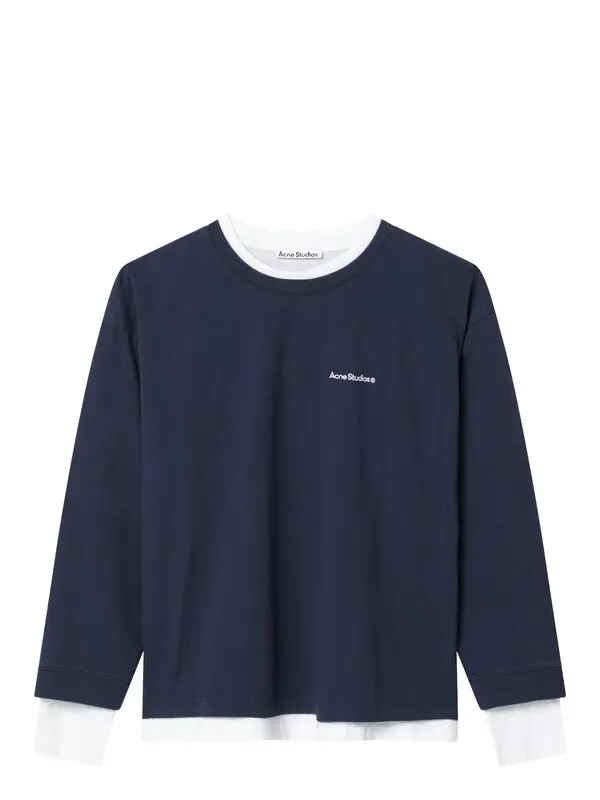 Acne Studios Navy /white Cotton Sweatshirt - Blue