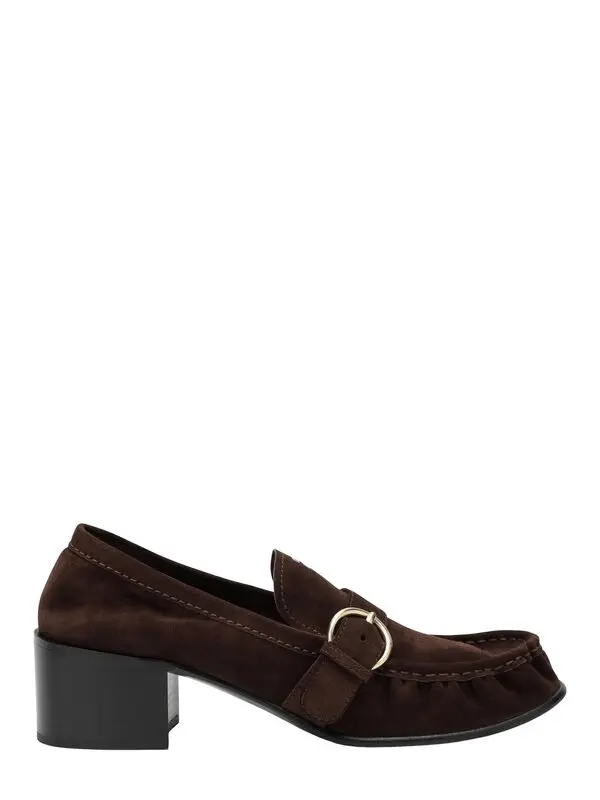 Miu Miu Dark Suede Moccasins - Brown