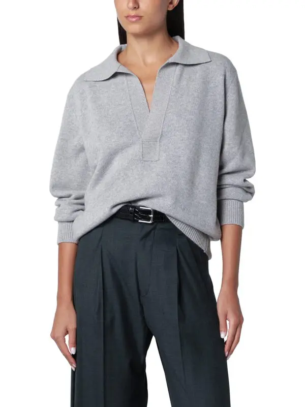 Victoria Beckham Genevieve Grey Melange Cashmere Sweater - Gray