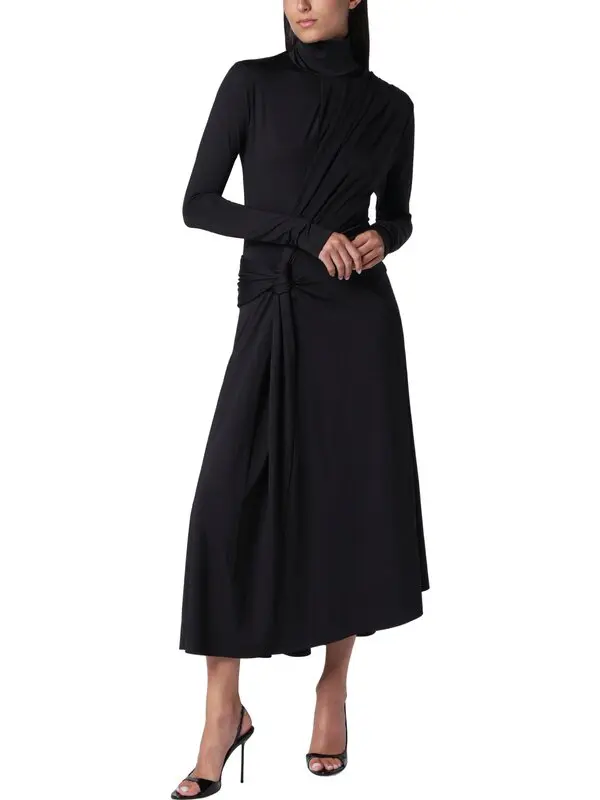 Victoria Beckham Asymmetrical Dress With High Neck - Black