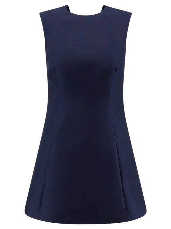 Balenciaga A-line Merino Wool And Silk Blend Short Dress - Blue