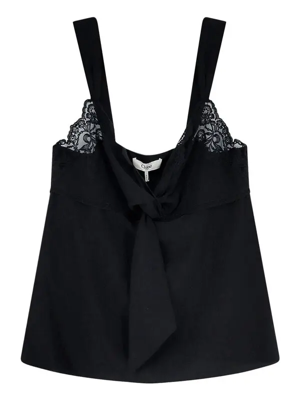 Chloé Silk Top With Lace Profile - Black