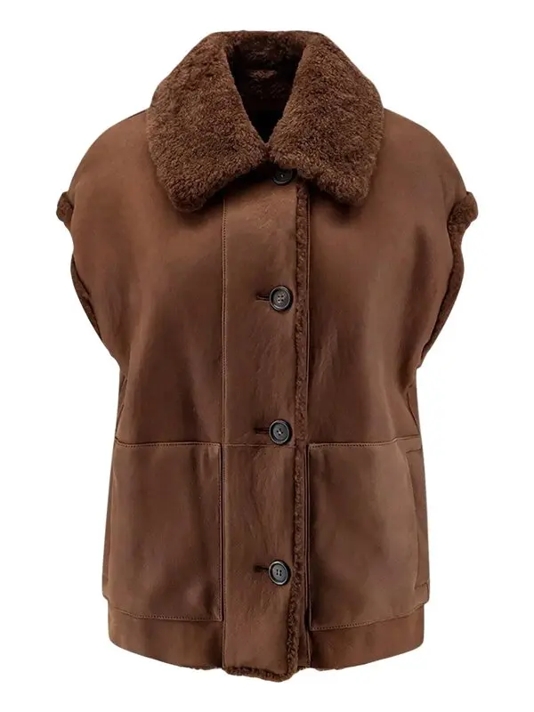 Brunello Cucinelli Shearling Sleeveless Jacket - Multicolor