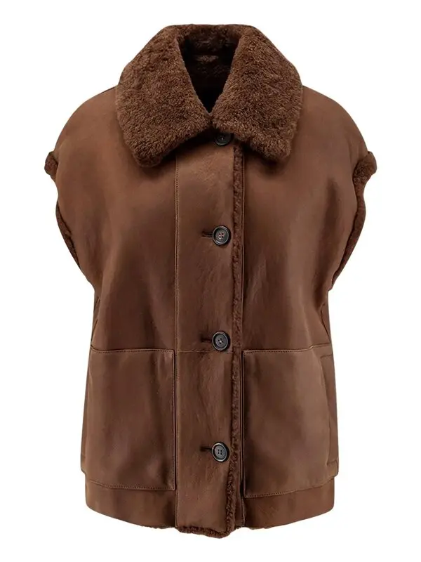 Brunello Cucinelli Shearling Sleeveless Jacket - Multicolor