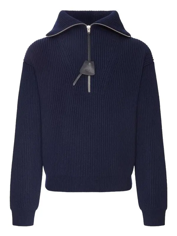 Celine Wool And Cashmere Blend Zip-up Sweater - Blue