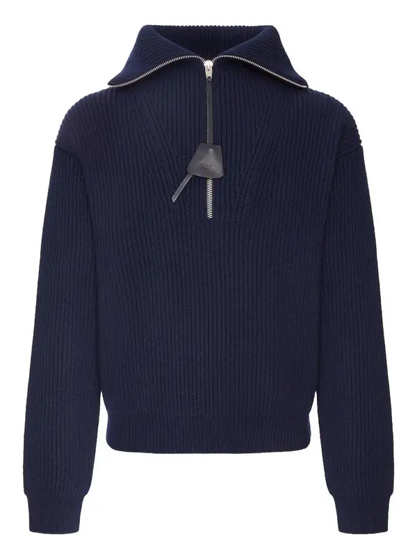 Celine Wool And Cashmere Blend Zip-up Sweater - Blue