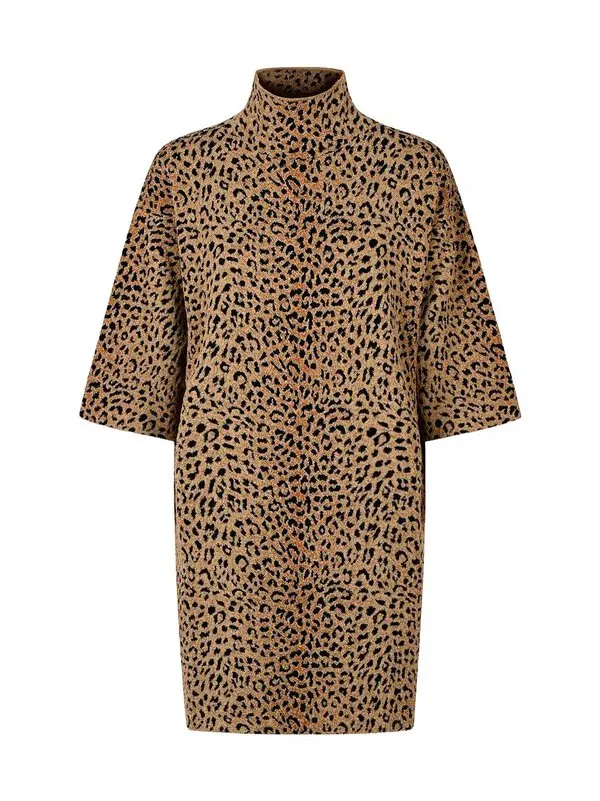 Givenchy Abito Mini In Jacquard Leopardato - Brown
