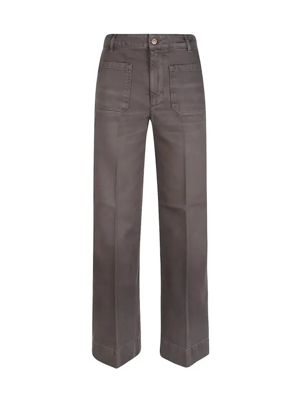 Victoria Beckham Jeans Alina A Gamba Ampia In Grigio Fossile - Gray