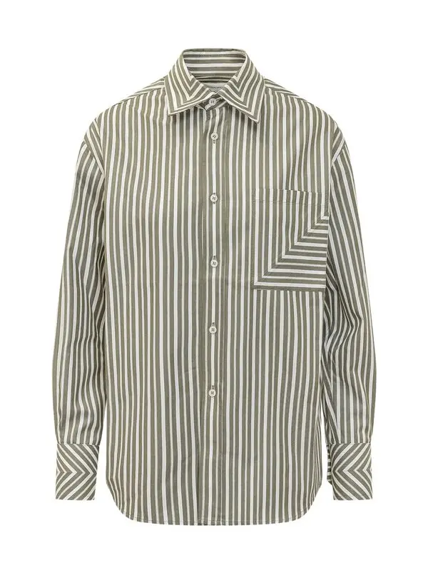 Victoria Beckham Camicia A Righe Con Taschino - Green