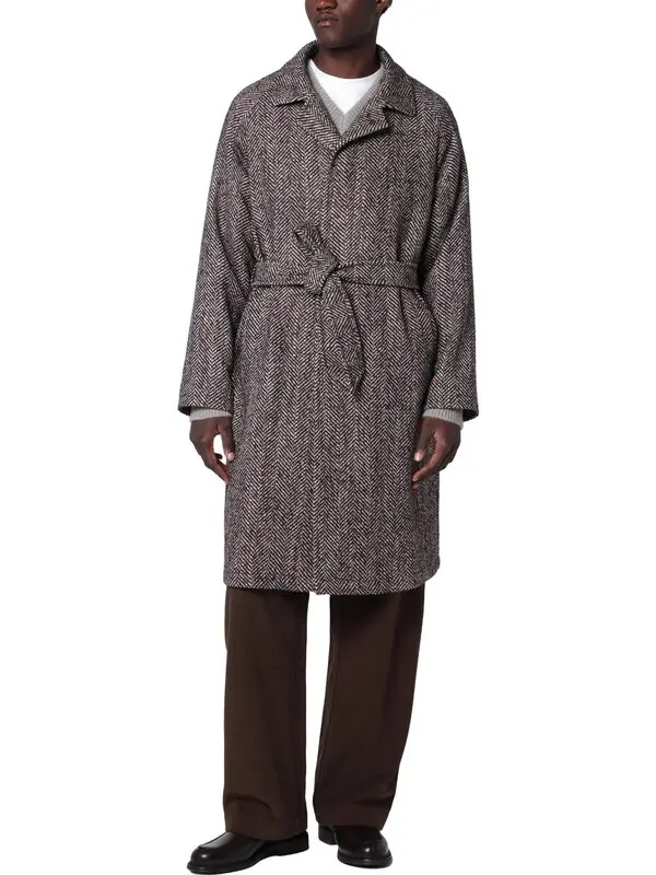 Tagliatore Herringbone Coat - Brown