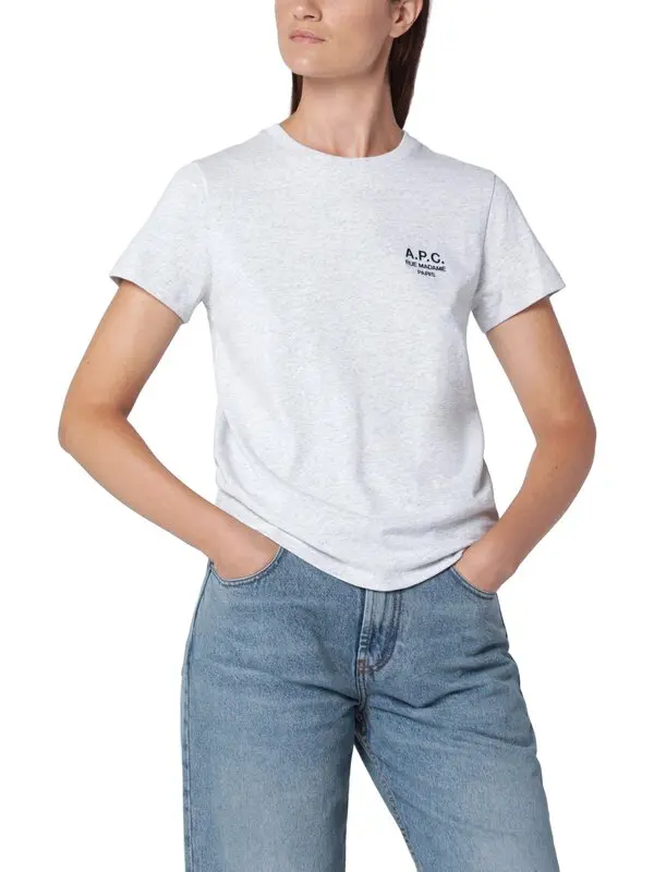 A.p.c. Cotton T-shirt With Embroidery - Gray