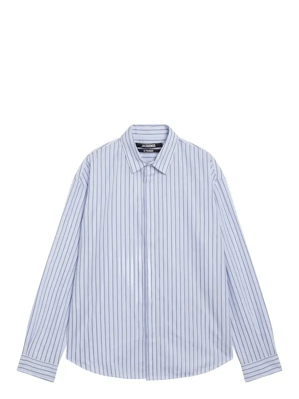Jacquemus Simon Striped Cotton Shirt - Blue