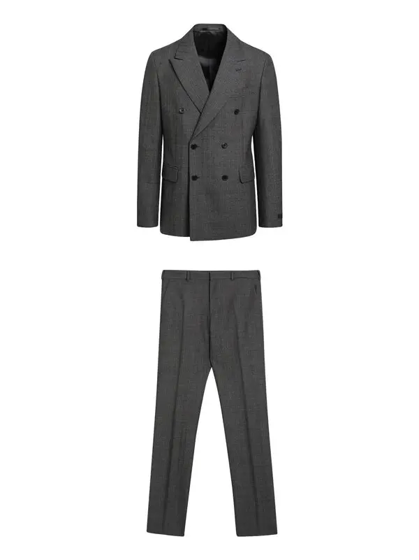 Prada Ebony Double-breasted Suit In Virgin Wool - Brown