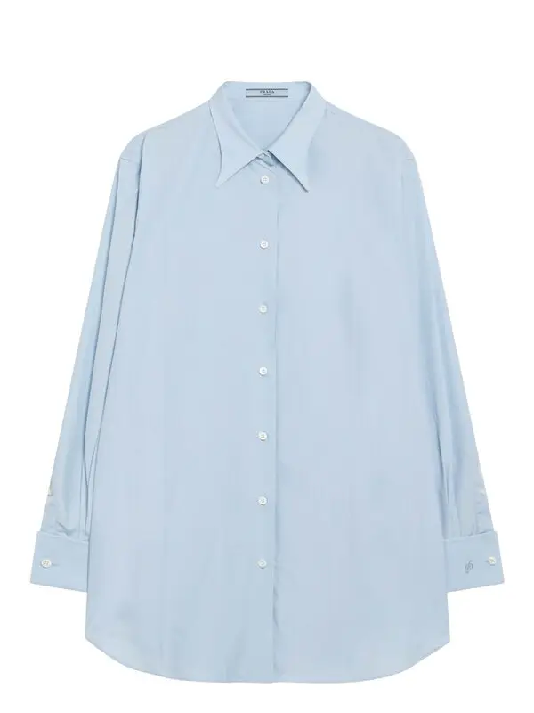 Prada Cielo Shirt In Cotton Poplin - Blue