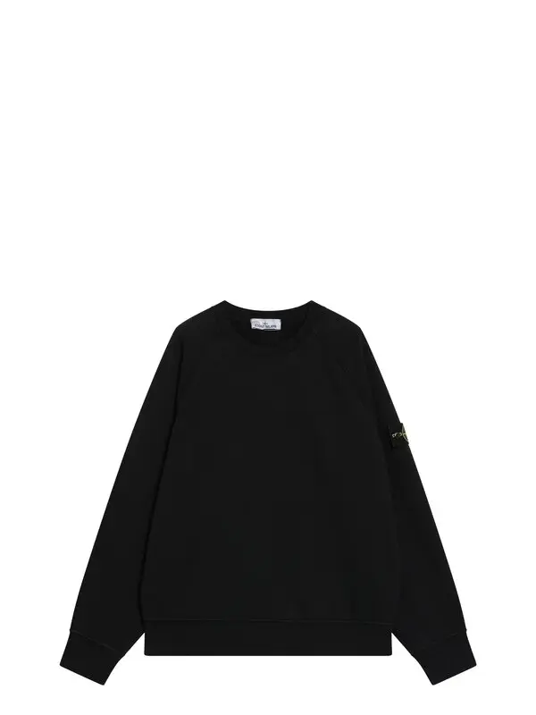 Stone Island Crewneck Sweatshirt In Organic Cotton - Black