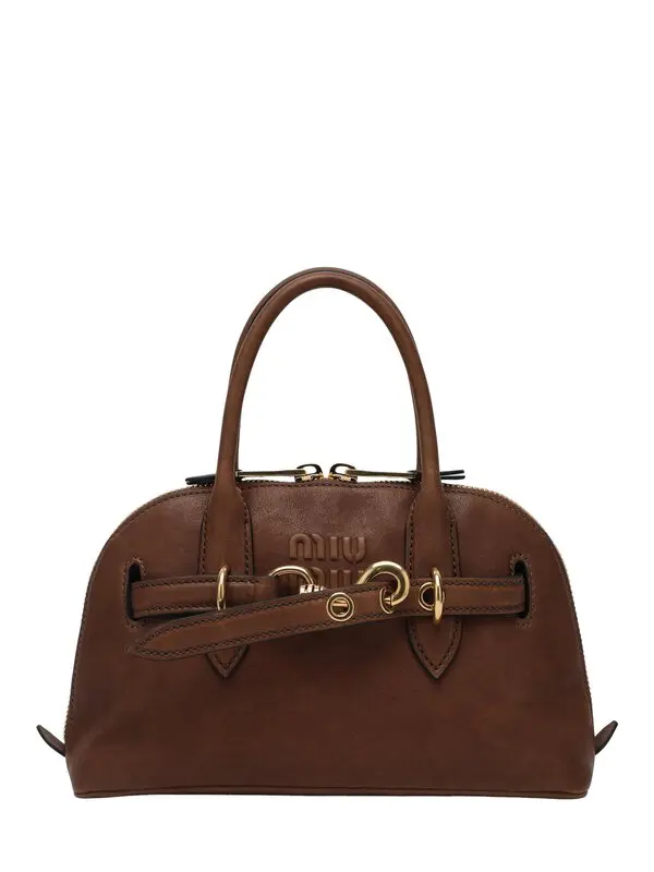 Miu Miu Aventure Oak Bag In Nappa Leather - Brown