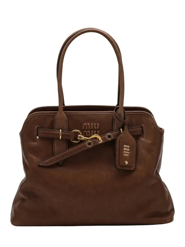 Miu Miu Black Nappa Leather Aventure Bag - Brown