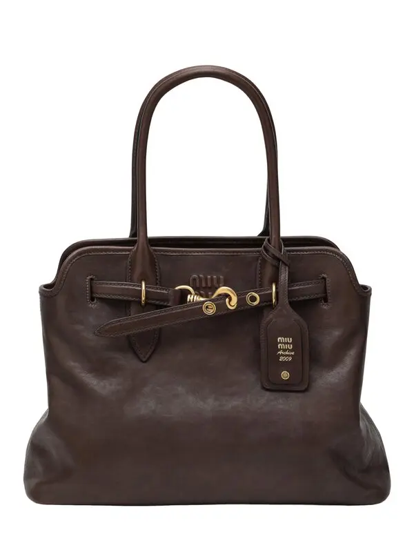Miu Miu Aventure Bag In Radica-coloured Nappa Leather - Brown