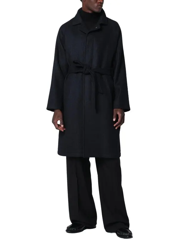 Tagliatore Wool-blend Coat With Belt - Blue