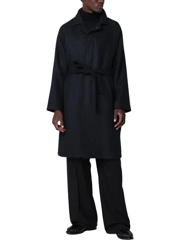 Tagliatore Wool-blend Coat With Belt - Blue
