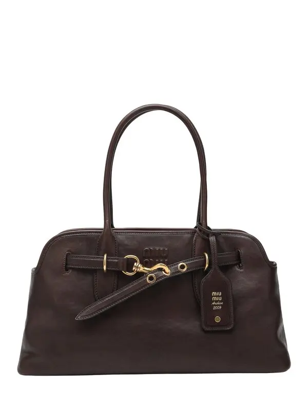 Miu Miu Aventure Large Bag In Radica-coloured Nappa Leather - Brown
